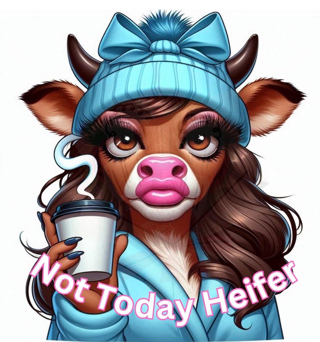 Not Today Heifer Funny Designer for Her Cow Girl Black Girl Magic ...