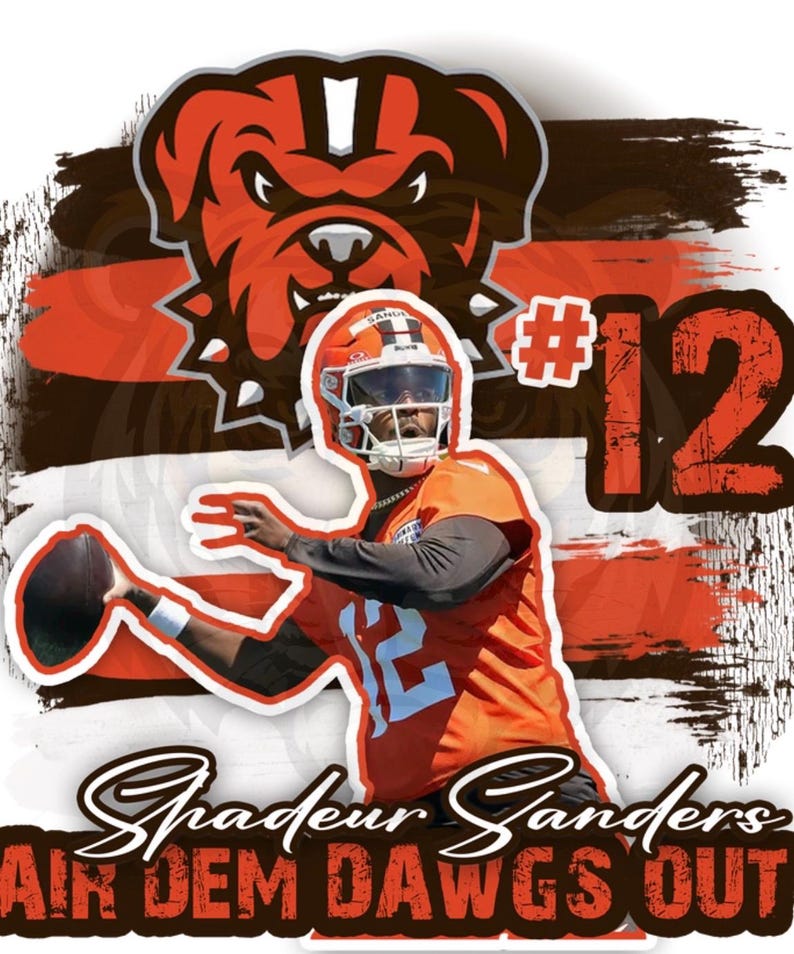 Shadeur Sanders Fan Design Png, Air Dem Dawgs Out for Sublimation, Dtf ...