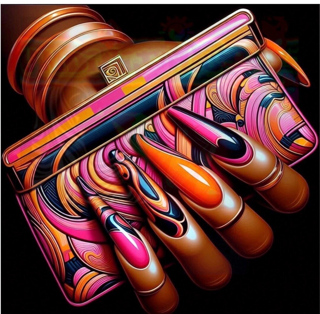 Beautiful Pink and Orange Nail Art Picture Design Png, Ombre Nail Tech ...