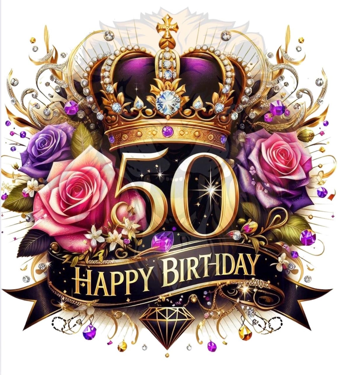 50th Birthday Design Happy Birthday Design Png for Her Beautiful Black ...