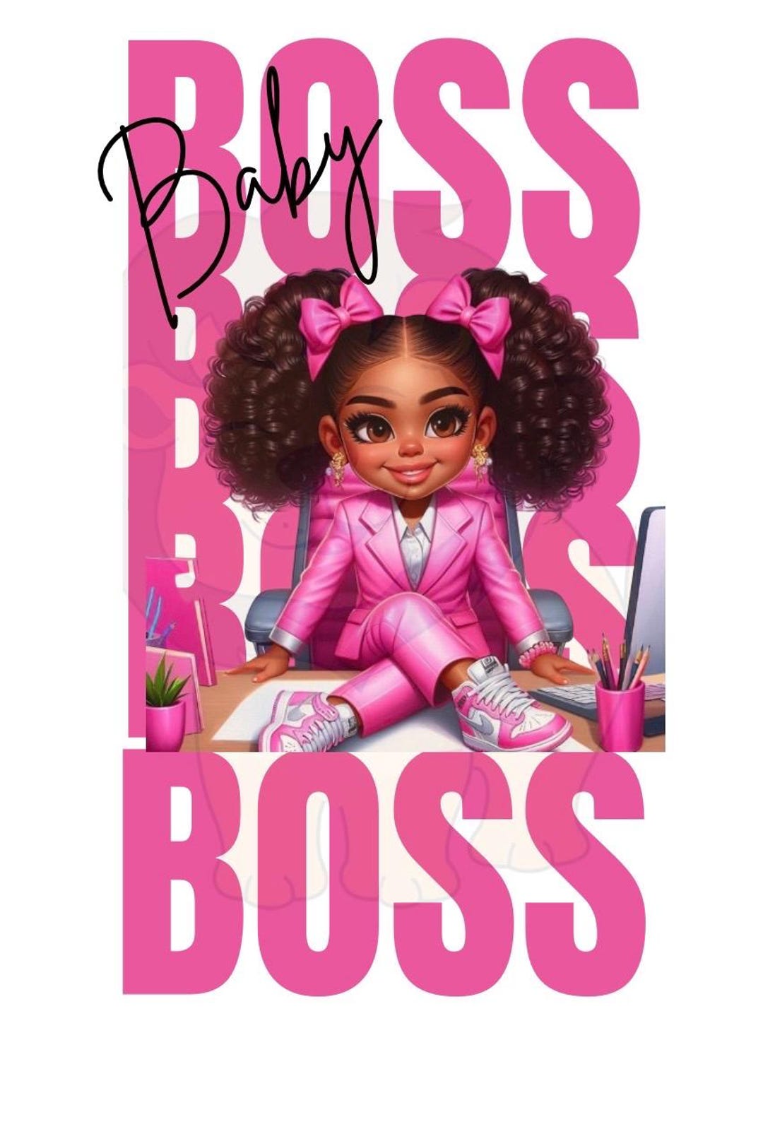 Pink Boss Baby Design Png for Little Girls, Black Girl Magic, Melanin ...