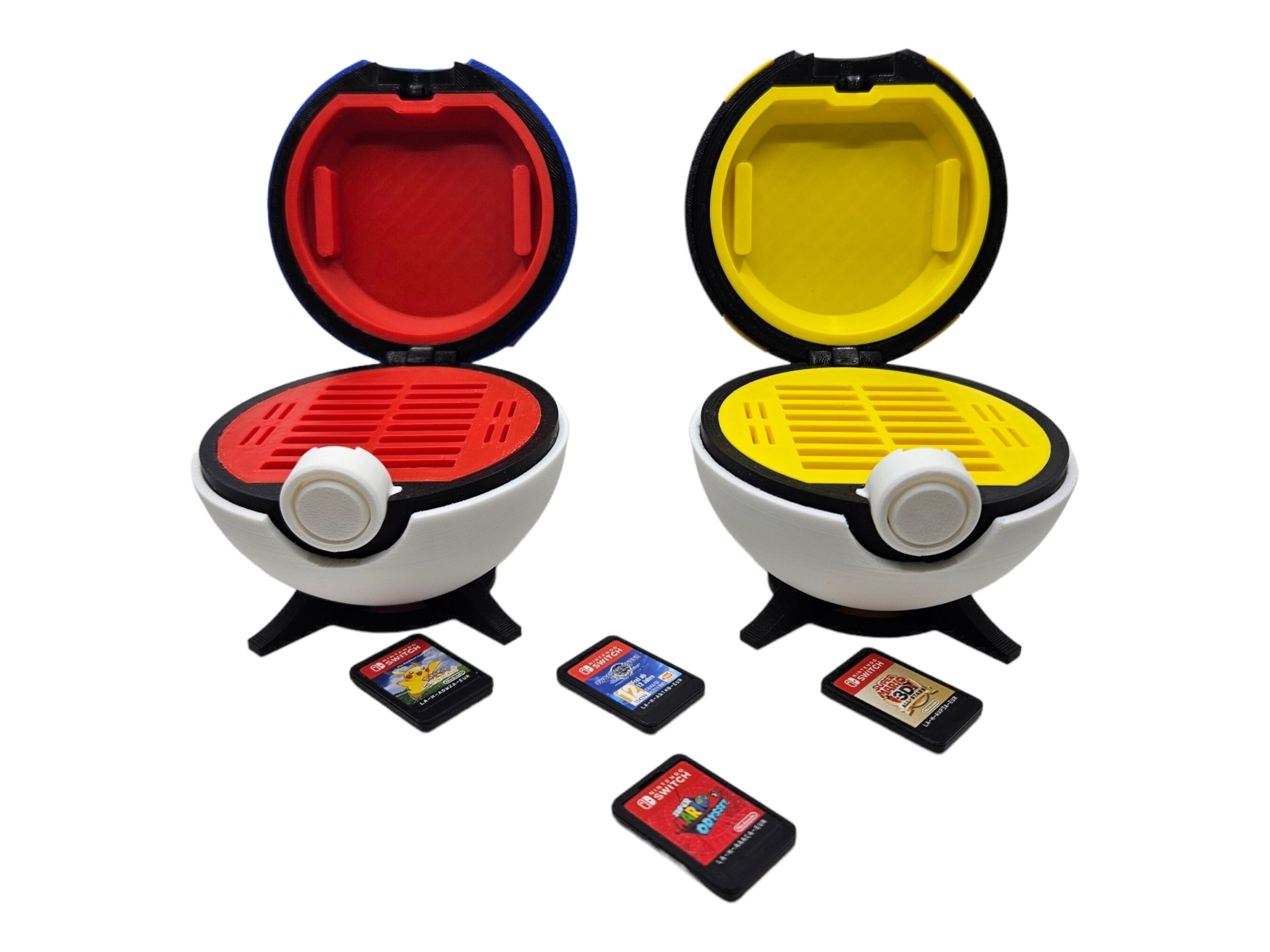 3D Printed Pokeballs With Switch Game Storage. Pokeball, Great Ball ...