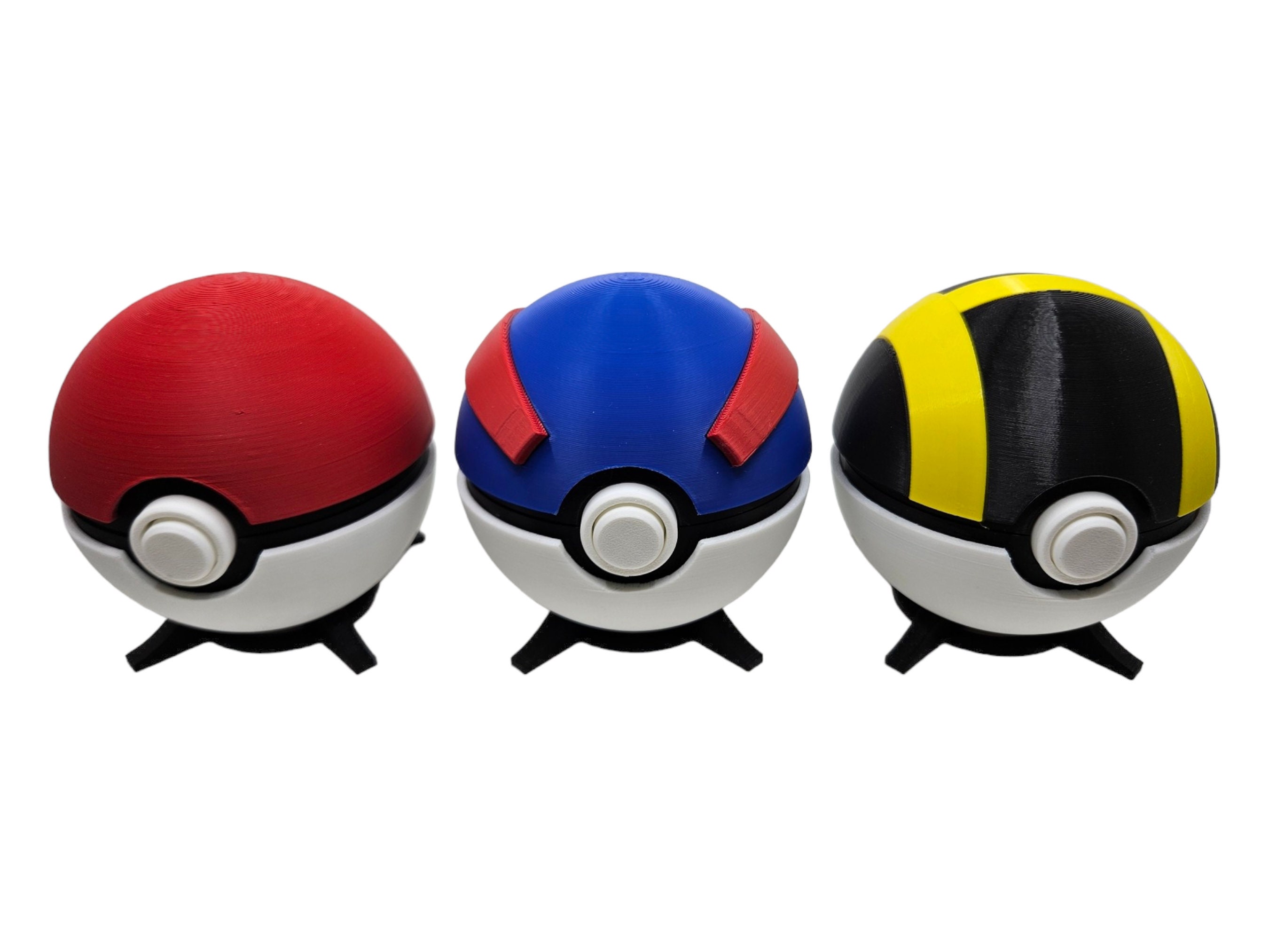 3D Printed Pokeballs With Switch Game Storage. Pokeball, Great Ball ...