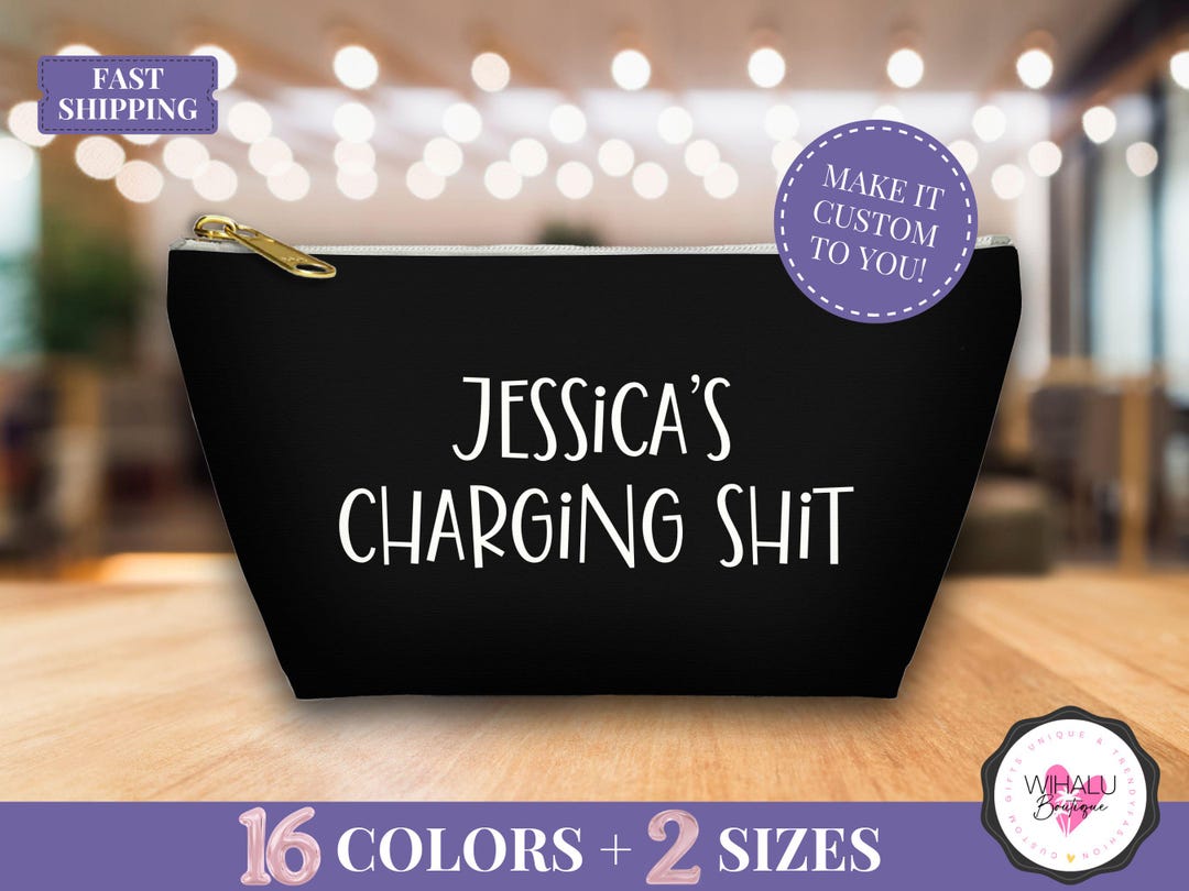 Custom Charging Bag With Name Personalized Cord Organizer Funny Tech ...