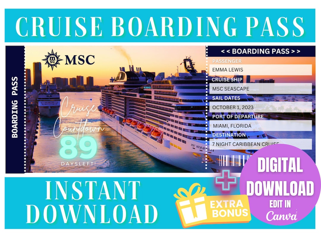 MSC Cruise Ticket Cruise Card Boarding Ticket Boarding Pass Surprise ...