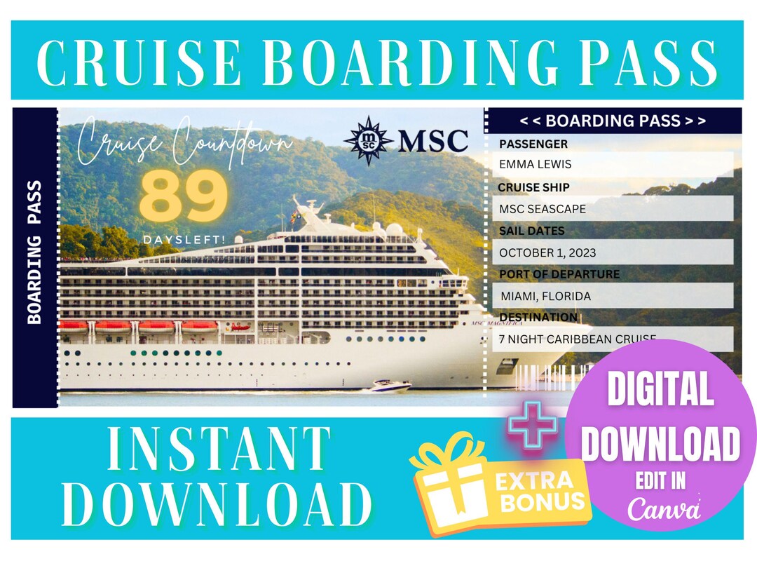 MSC Cruise Boarding Pass Gift Cruise Ticket Cruise Surprise Vacation ...