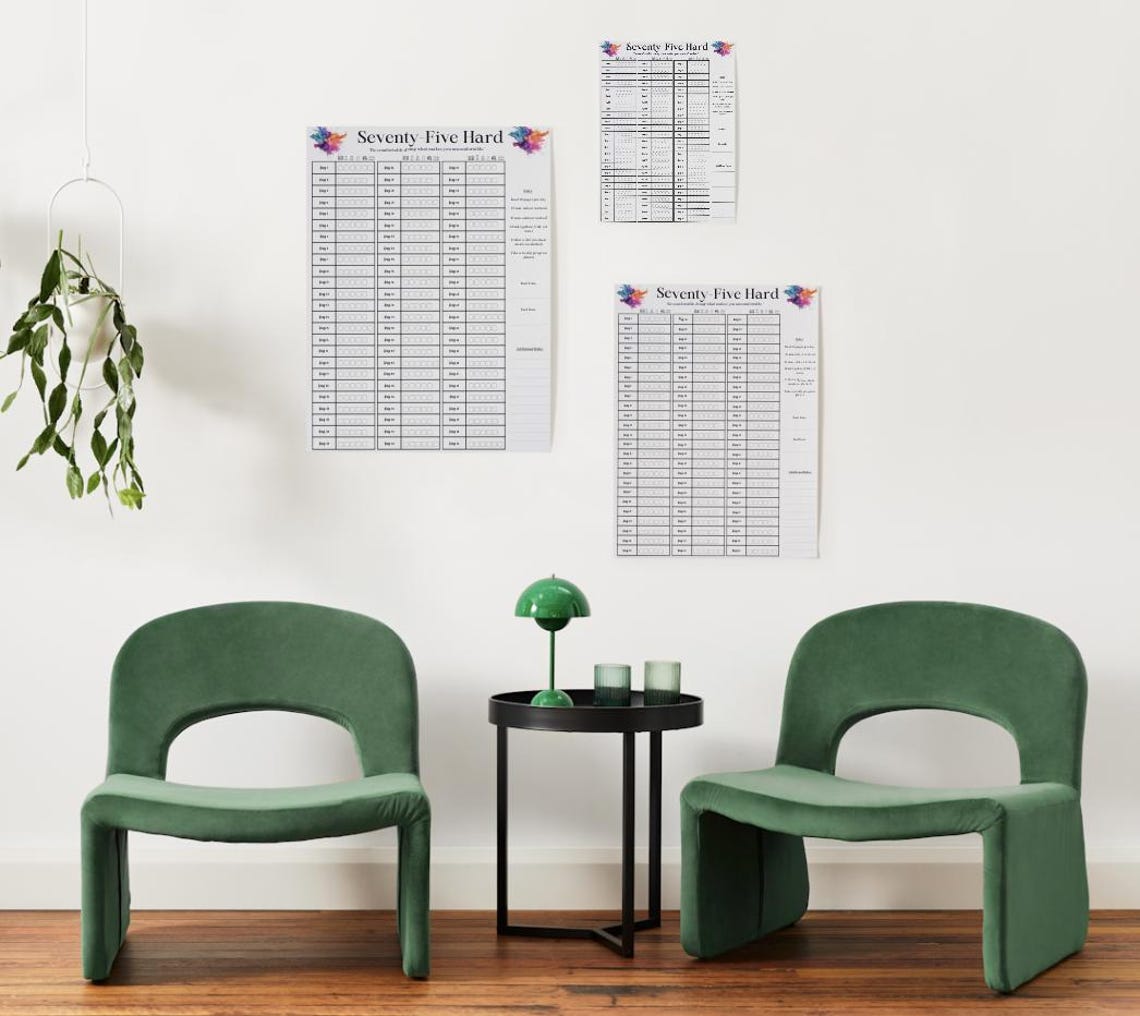 75 HARD TEMPLATE (with Motivational Quote and Checklist) - Etsy