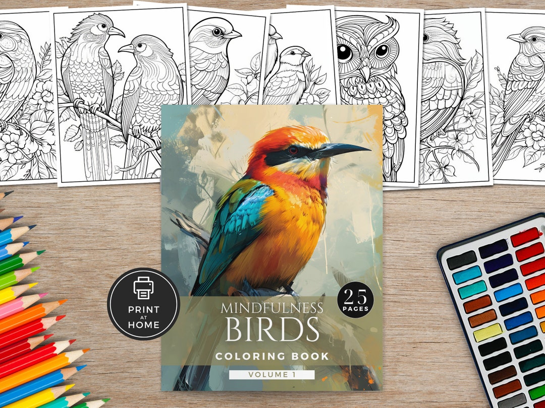 Mindfulness Birds Coloring Pages, Relaxing Wildlife Printable Book ...