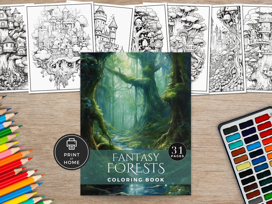 Fantasy Forests Coloring Book for Adults, Download Printable Pages ...