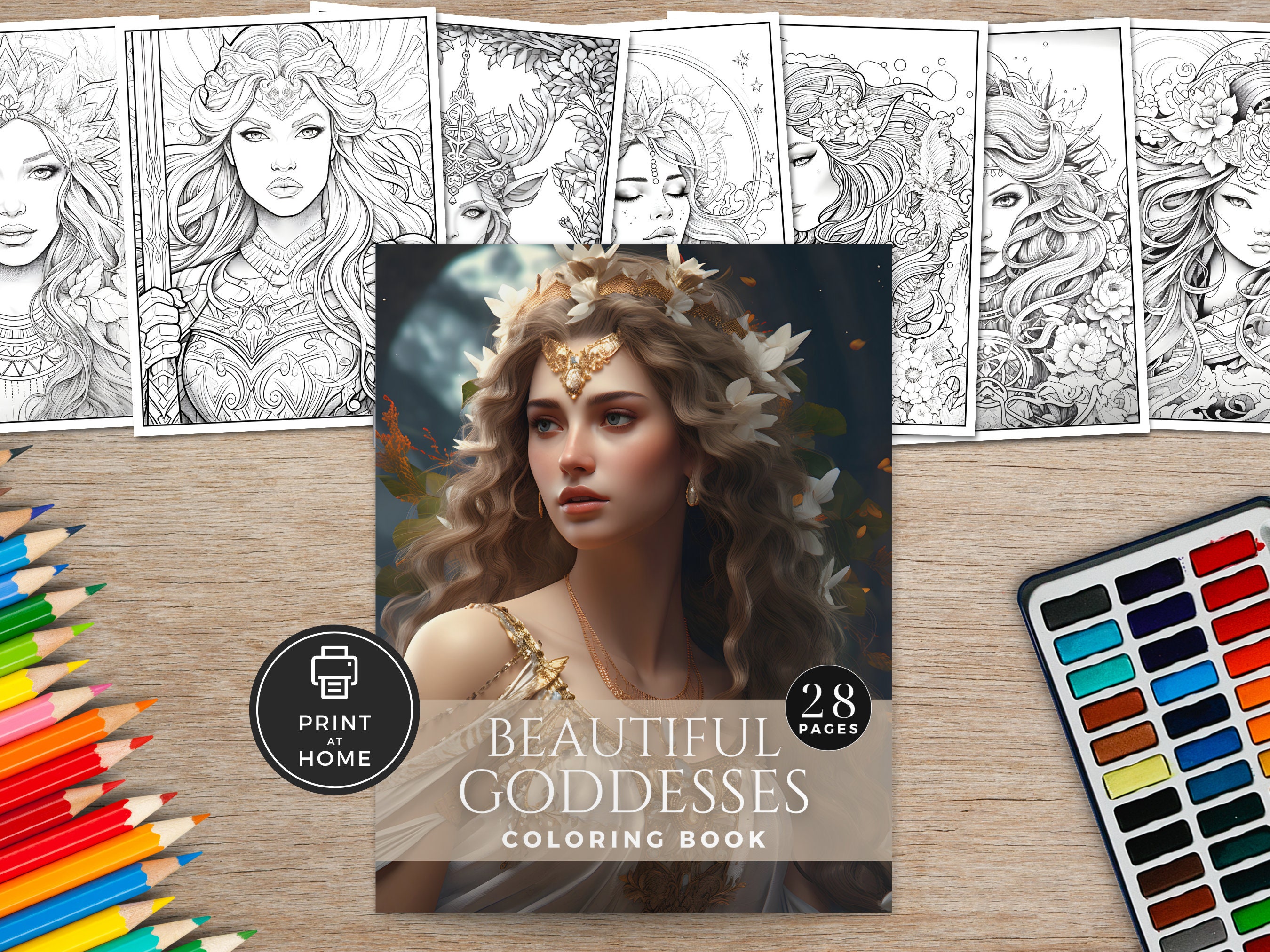 Goddess Coloring Pages for Adults, Printable Mythology Book, Greek Gods ...