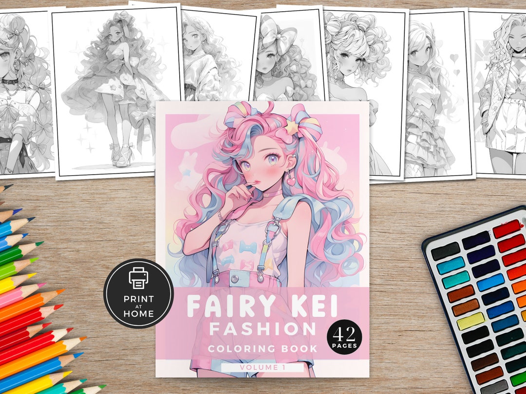 Fairy Kei Fashion Coloring Pages, Kawaii Outfits, Cute Style Printable ...