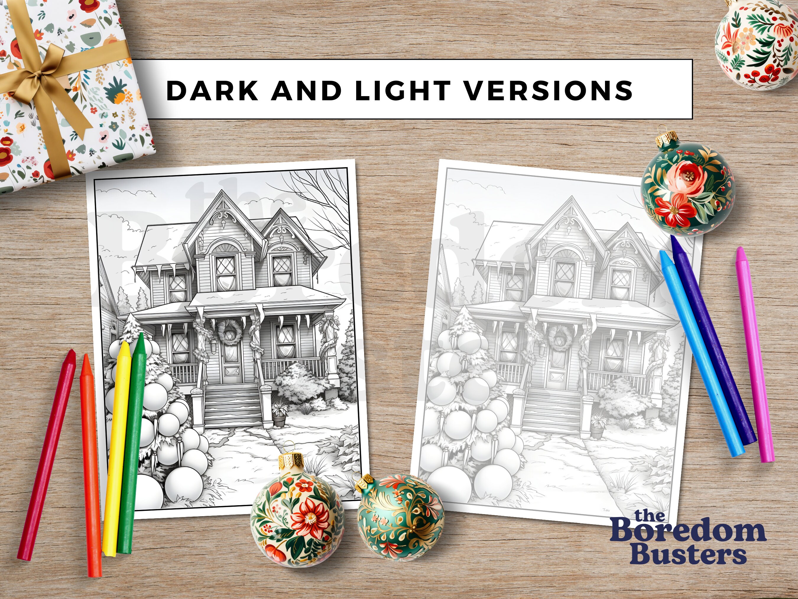 Christmas House Coloring Pages, Festive Homes, Holiday Decorations ...