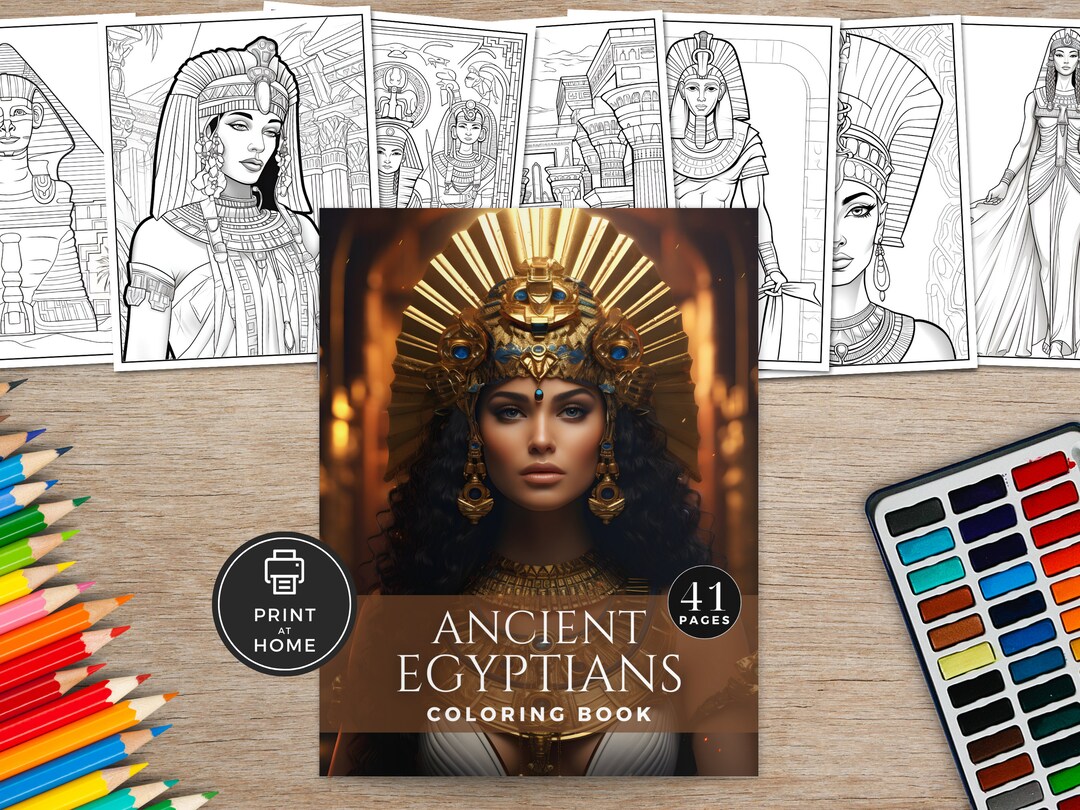 Ancient Egyptian Coloring Book, Historical Printable Pages, Cleopatra ...