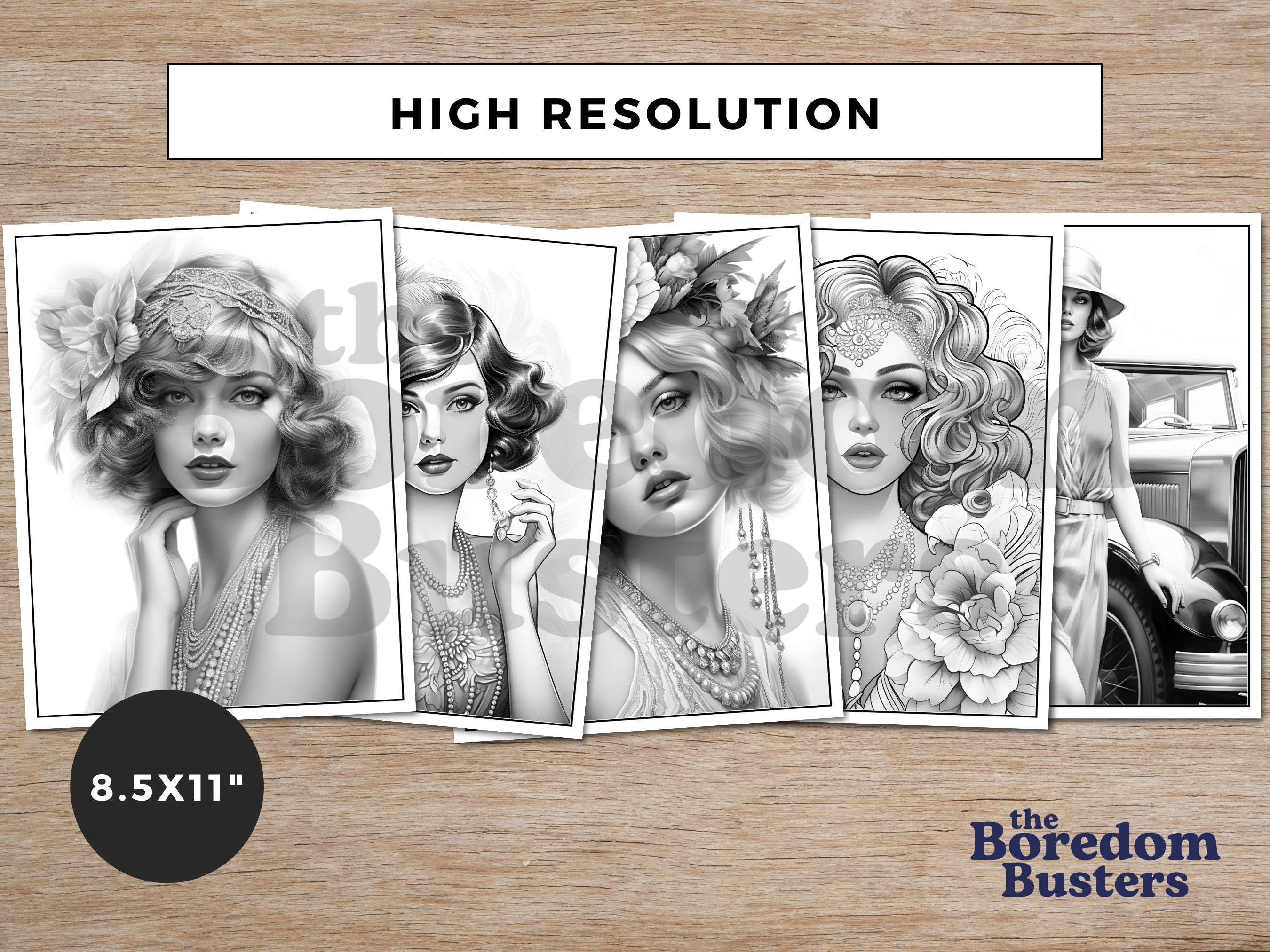 1920s Flappers Coloring Pages, Gatsby Vintage Fashion Printable Book ...