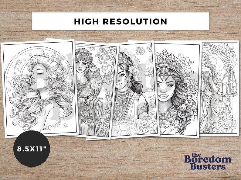 Goddess Coloring Pages for Adults, Printable Mythology Book, Greek Gods ...
