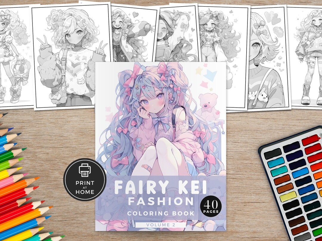 Kawaii Outfits Coloring Pages, Fairy Kei Fashion, Cute Style Printable ...