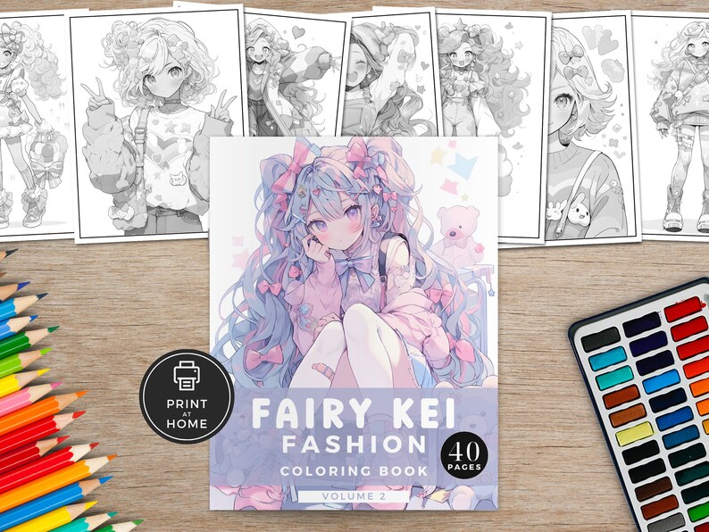 Kawaii Outfits Coloring Pages, Fairy Kei Fashion, Cute Style Printable ...