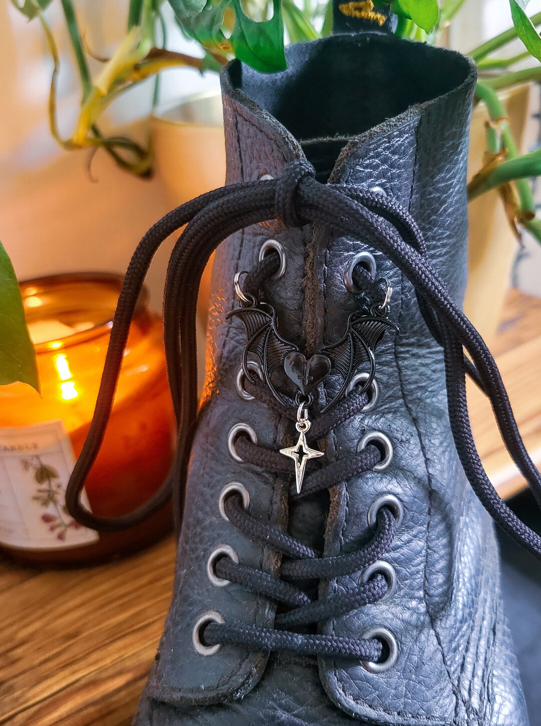 Black Heart Bat Charm - Shoes Charm Shoes Charm - Boot Charms (dr ...