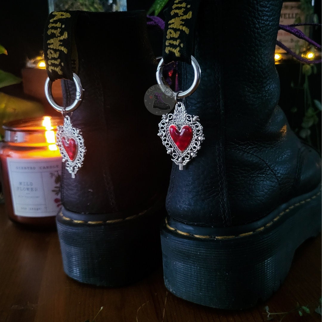 Goth Heart Charm Shoes Charm Boot Charms dr Martens Style Grunge Punk ...