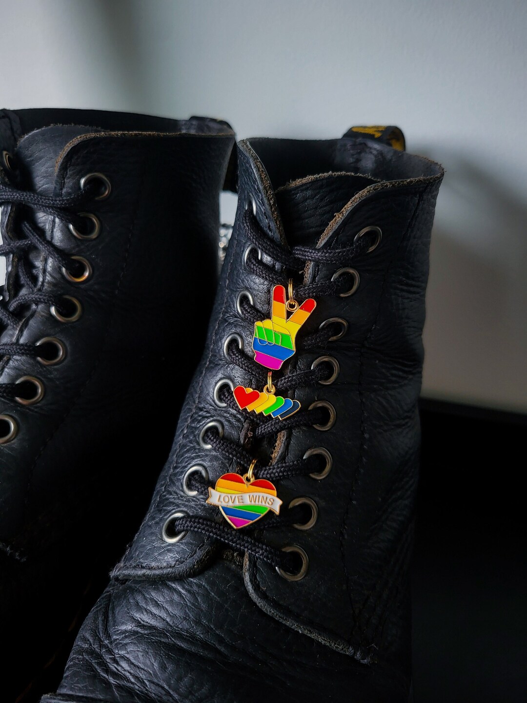 Rainbow Lace Charm Shoes Charm Boot Charms dr Martens Style Grunge Punk ...