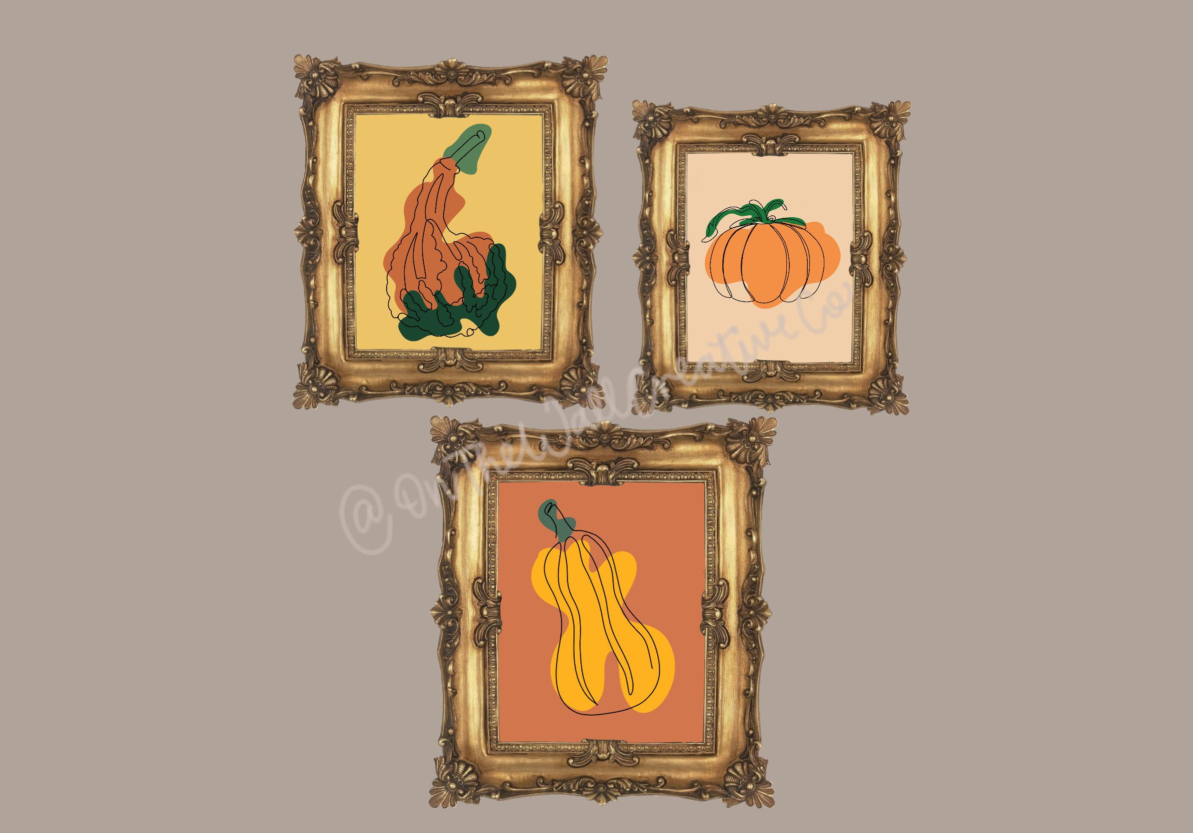 Fall Gourd Line Wall Art - Etsy