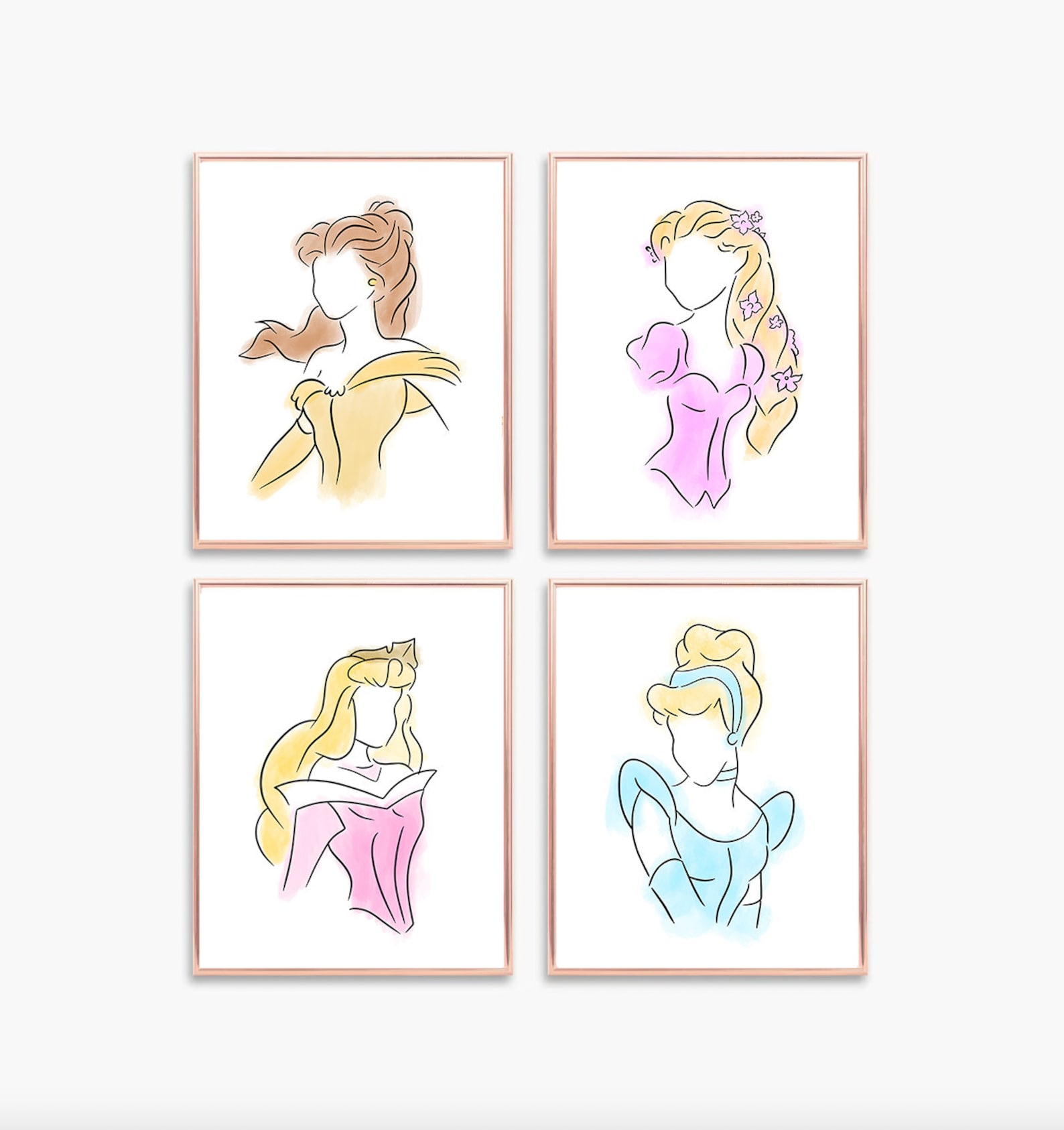 Princess Art Prints | Set of 4 | Nursery Gallery Wall Art | Girls Room ...