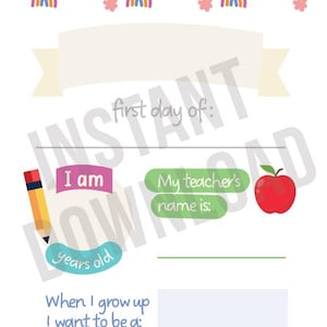 First Day of School Printable Sign | Back to School | Teacher ...