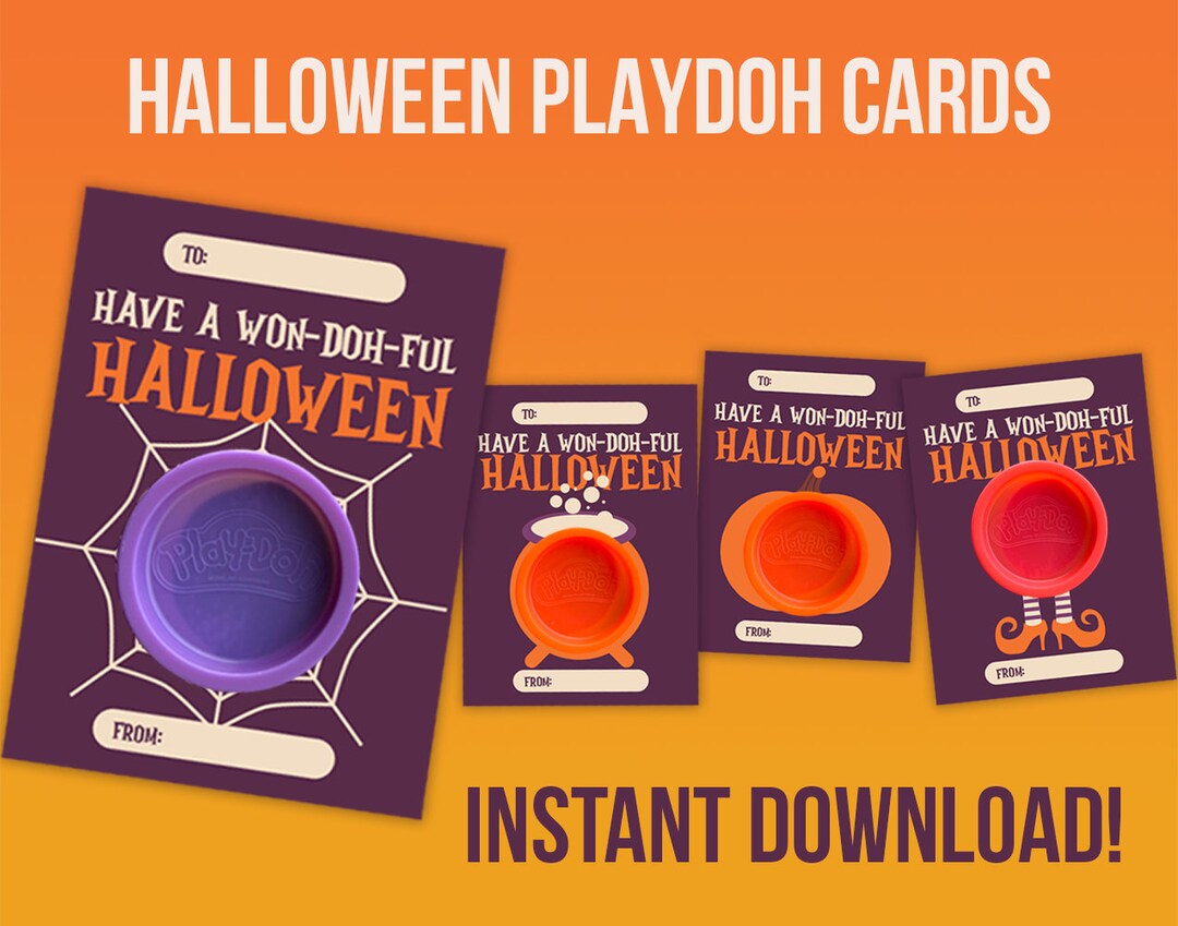 Halloween Play Doh Cards | Non Candy Halloween Treats | Trick or Treat ...