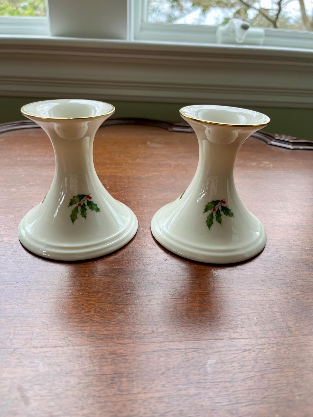 Set of 2 Lenox Holiday Pattern China Candlestick Holders - Etsy