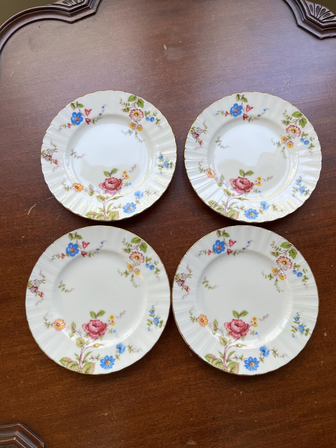 Set of Four 6 1/2” Mikasa China Plates in “rose Glow” Pattern - Etsy