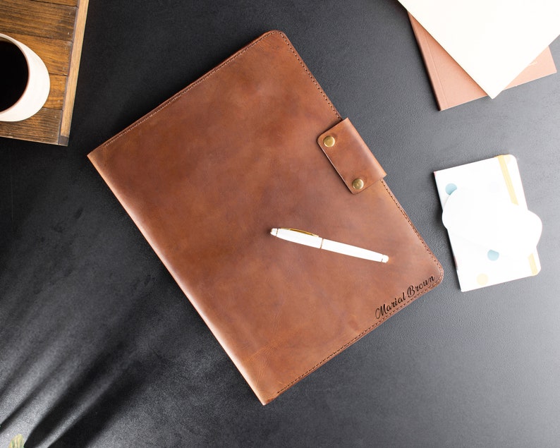 100% Handmade Engraved Leather Folder Organizer, Personalized Leather ...