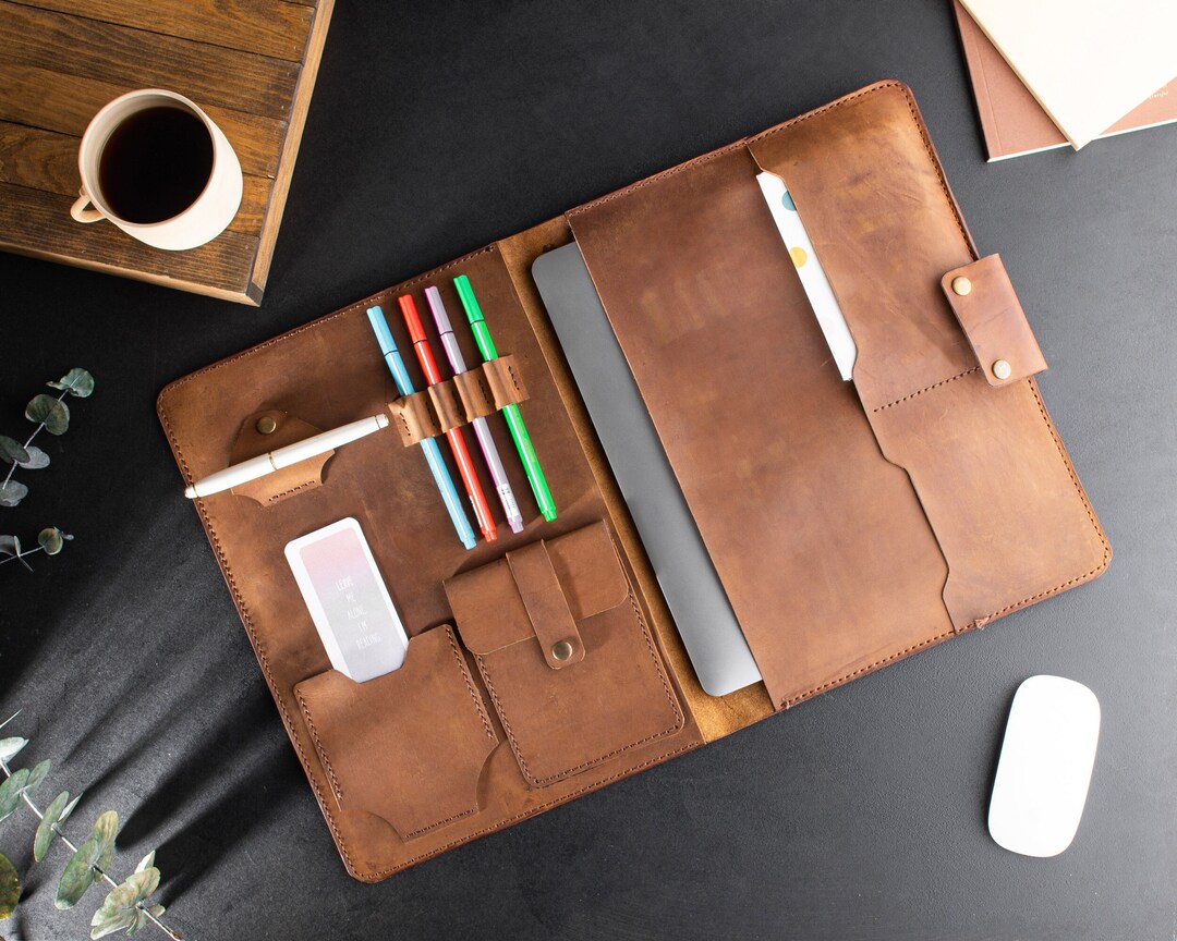 100% Handmade Engraved Leather Folder Organizer, Personalized Leather ...