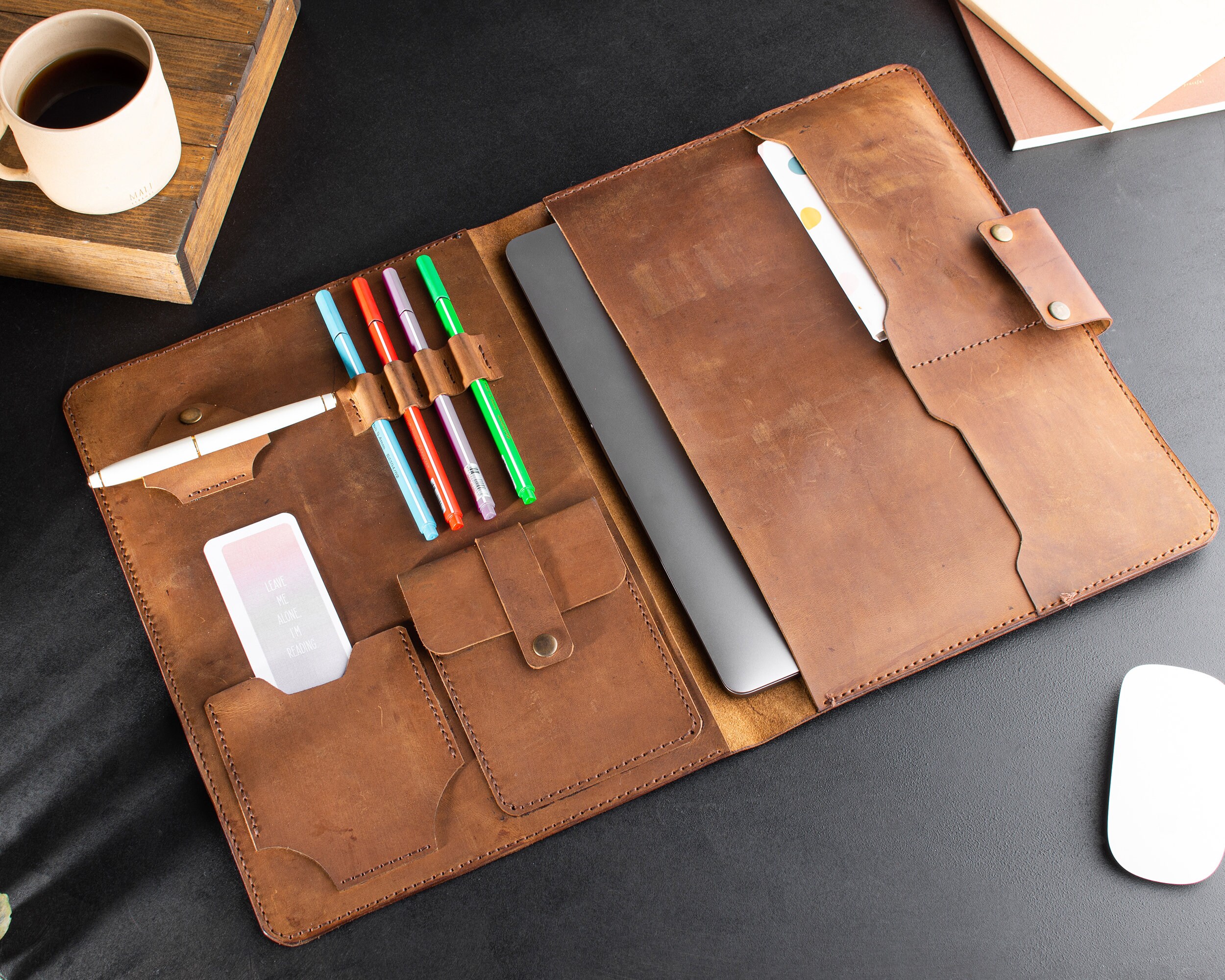 100% Handmade Engraved Leather Folder Organizer, Personalized Leather ...