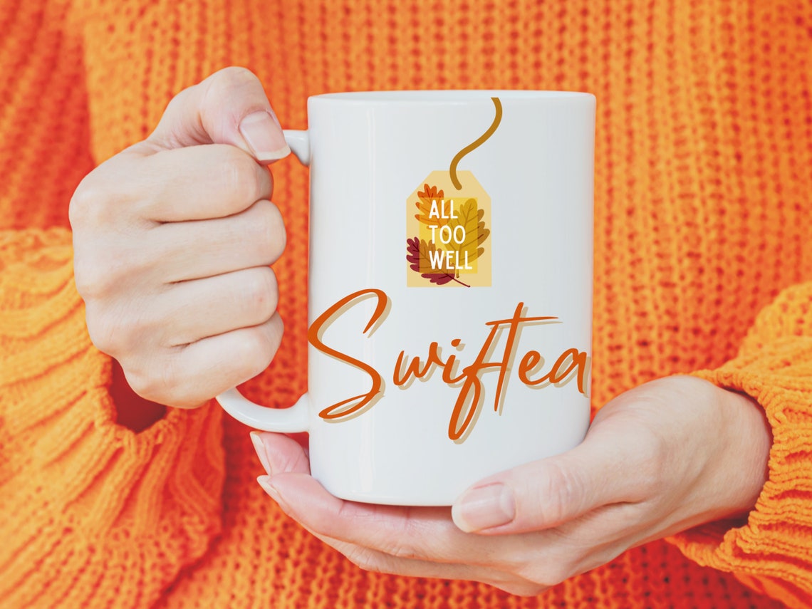 Swift Tea Mug With Autumn Leaves and All Too Well Tag Swiftea - Etsy