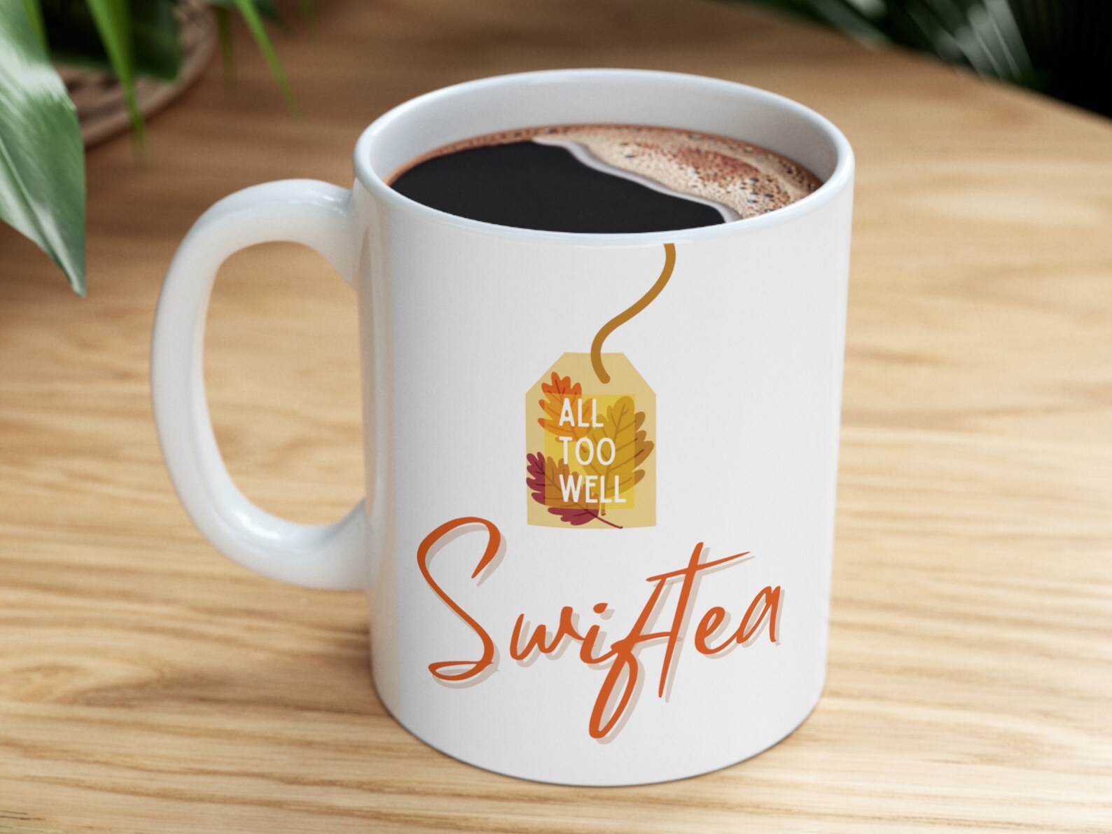 Swift Tea Mug With Autumn Leaves and All Too Well Tag Swiftea - Etsy