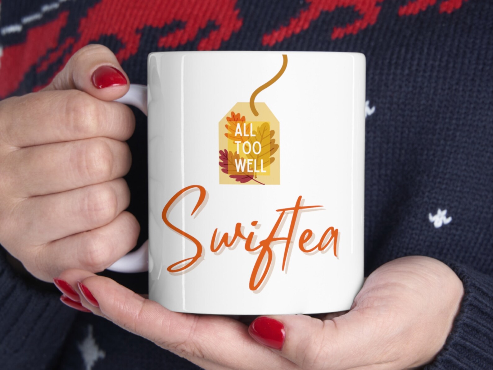 Swift Tea Mug With Autumn Leaves and All Too Well Tag, Swiftea Fan Gift ...