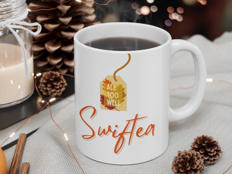 Swift Tea Mug With Autumn Leaves and All Too Well Tag, Swiftea Fan Gift ...