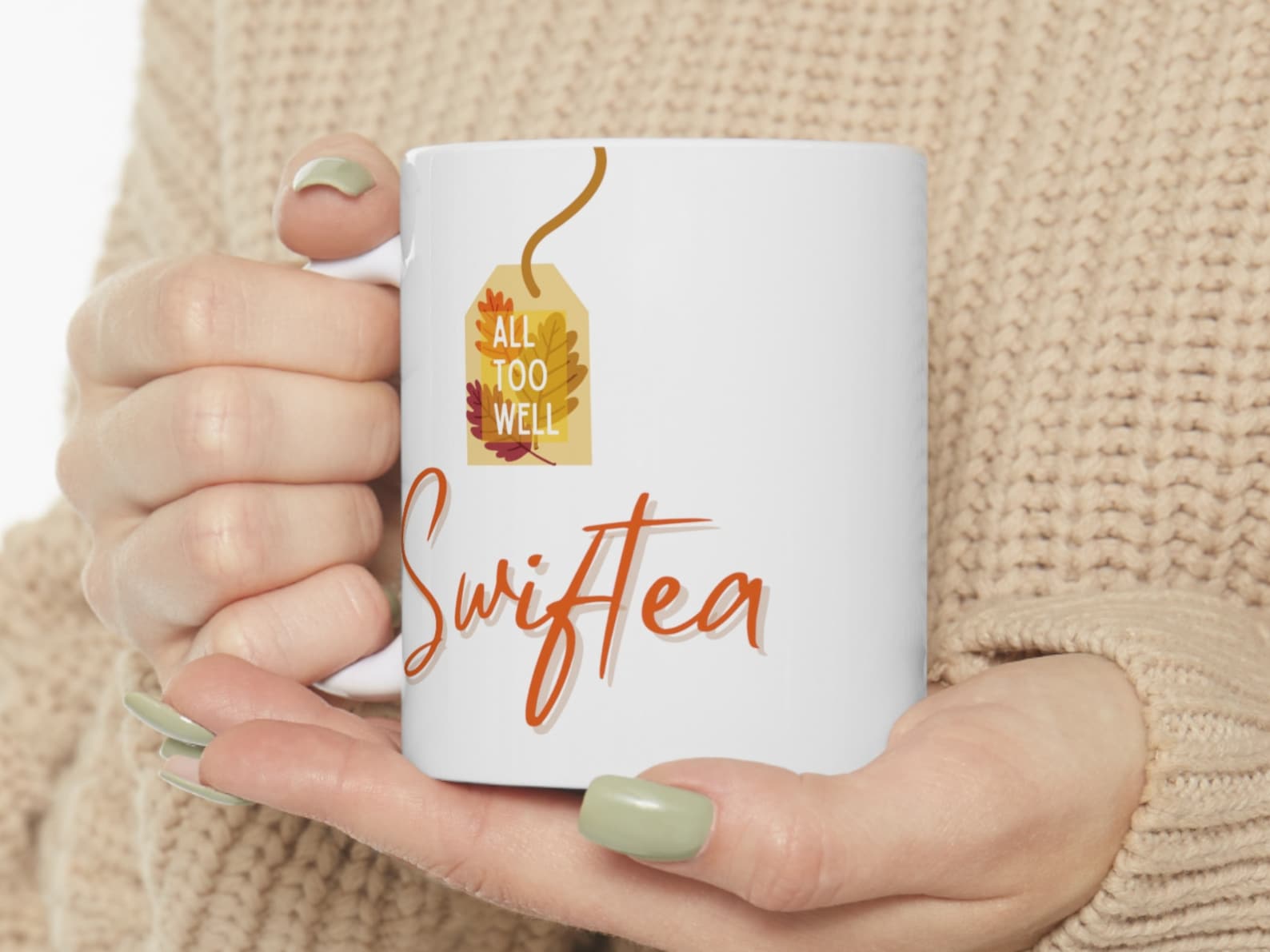 Swift Tea Mug With Autumn Leaves and All Too Well Tag, Swiftea Fan Gift ...