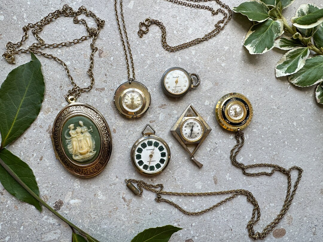 Vintage Pocket Watches & Locket Pendant Collection – 5 Functional ...
