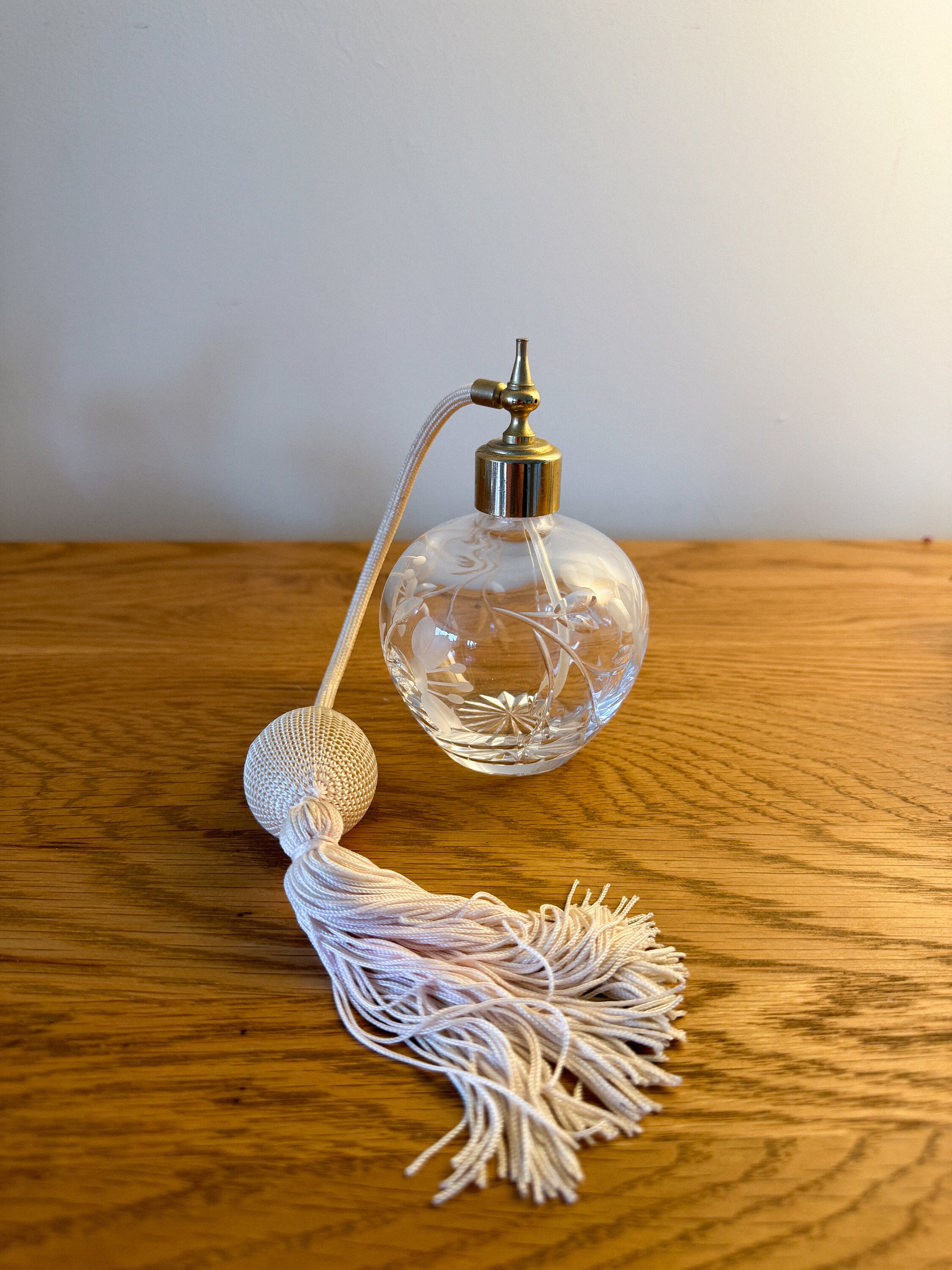 Vintage Perfume Bottle With Bulb / Crystal Small Bottle / Wordsley ...