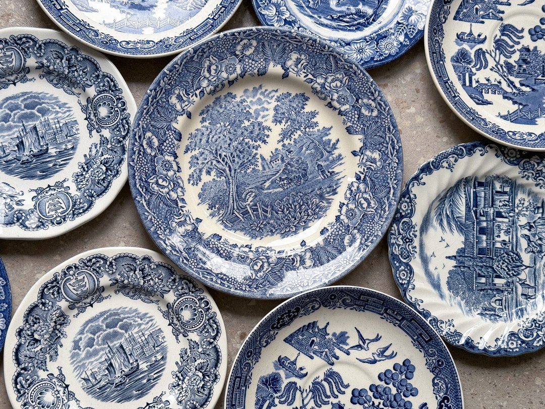 Vintage Blue and White English Plates / Plate Collection / Vintage ...