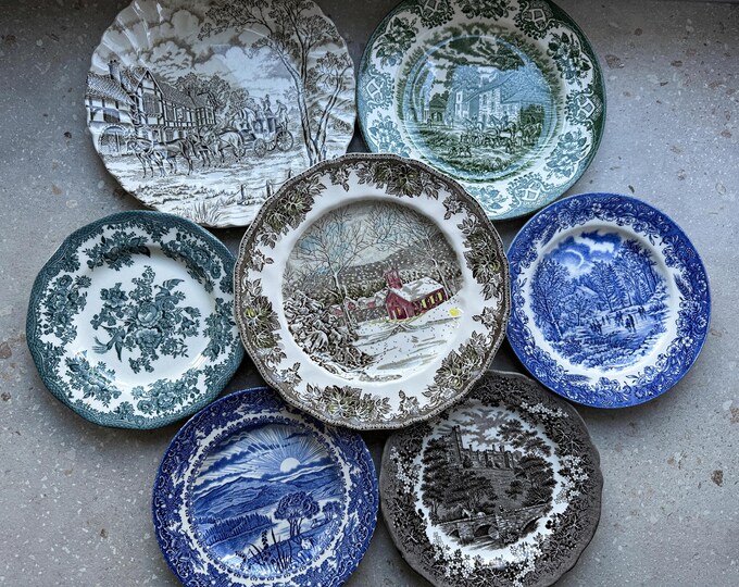 Vintage Blue and White English Plates / Plate Collection / Vintage ...
