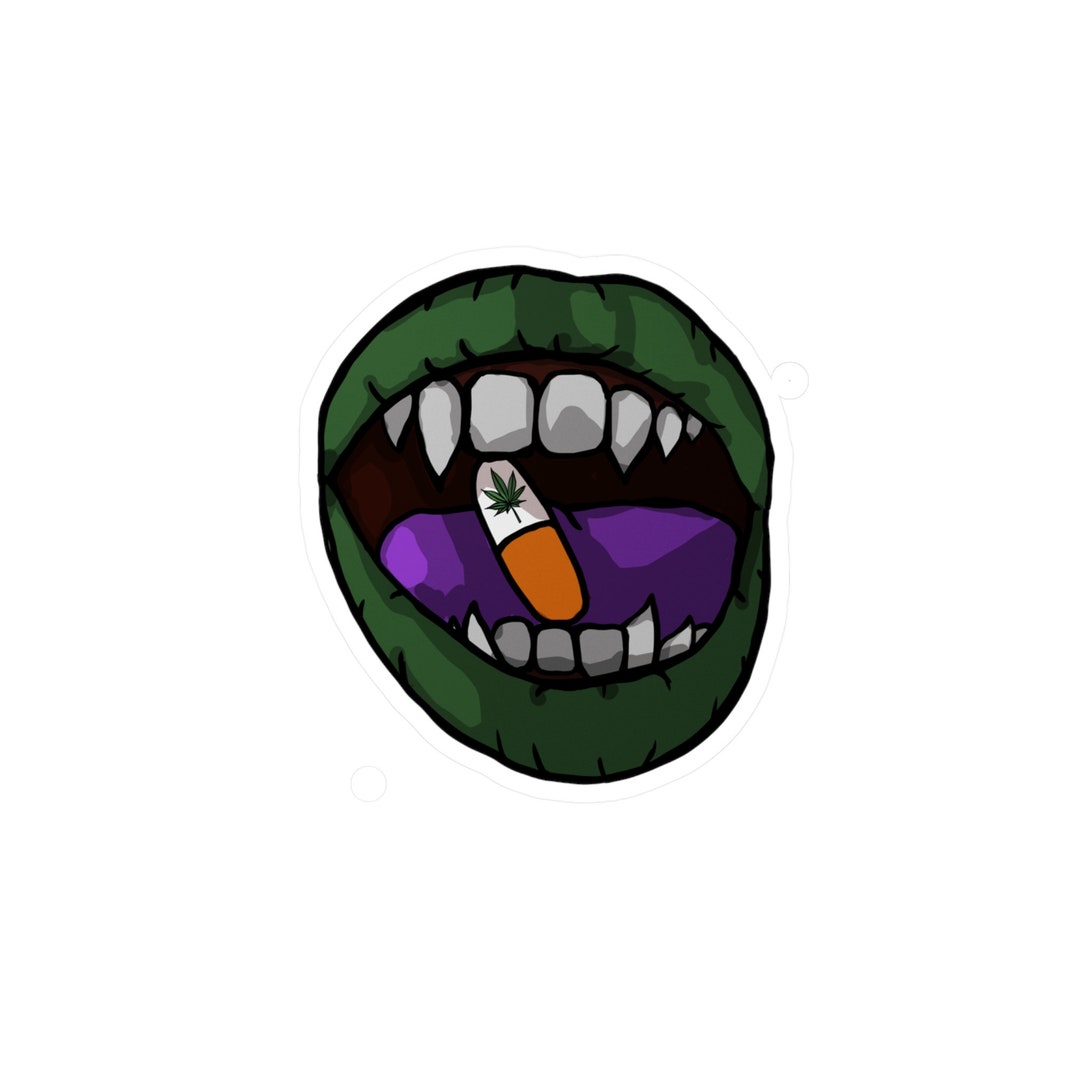 Mary Jane Vampire Lips Sticker Weed Herb Stoner Aesthetic - Etsy