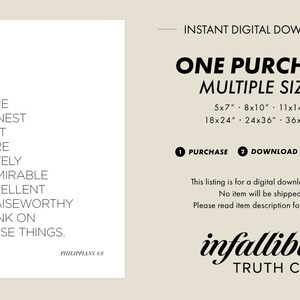 Philippians 4:8 | Whatever is True | Scripture Wall Art | PRINTABLE ...