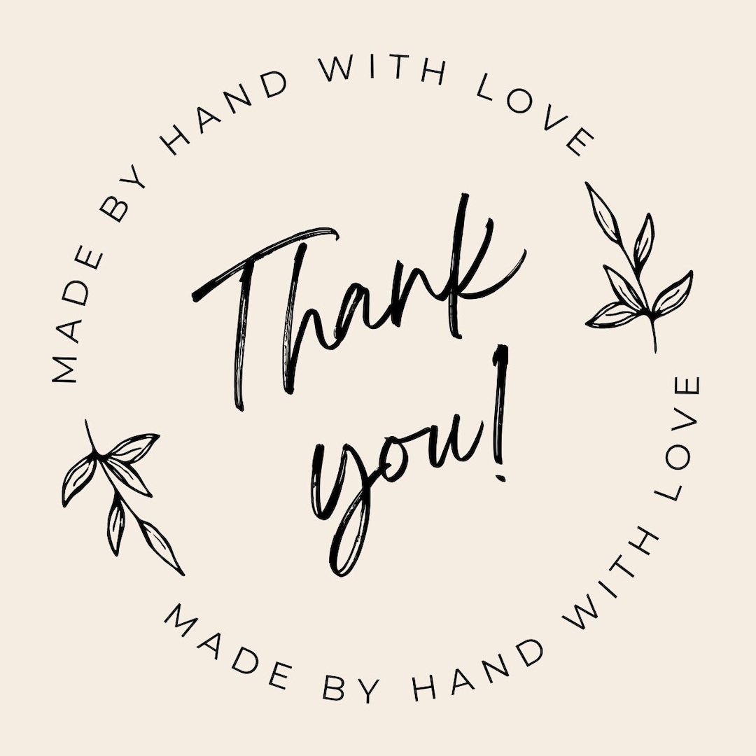 Thank You Sticker. Hand Made With Love, Printable Sticker, Cute Thanks ...