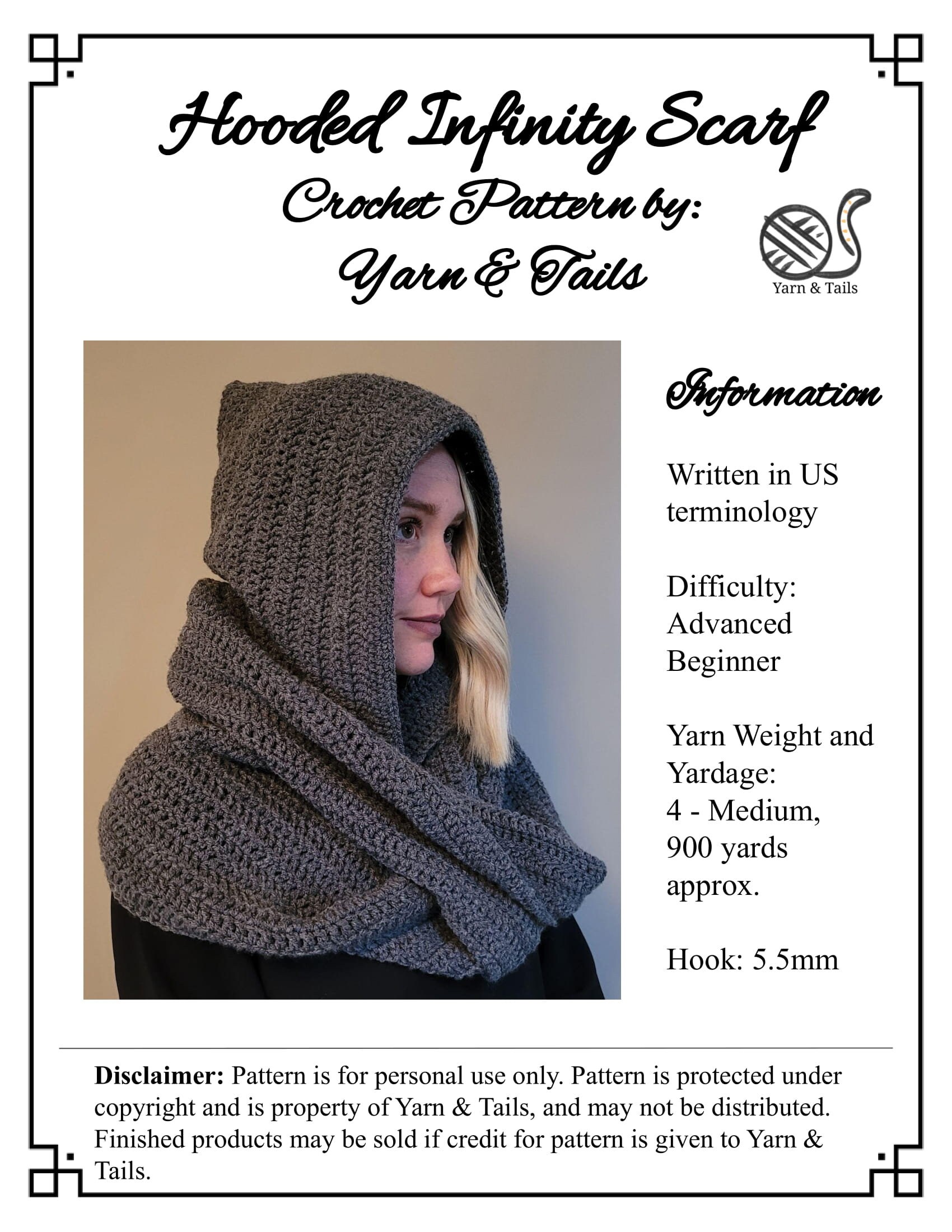 CROCHET PATTERN Witchy Hooded Infinity Scarf oversized Pointed Hood - Etsy