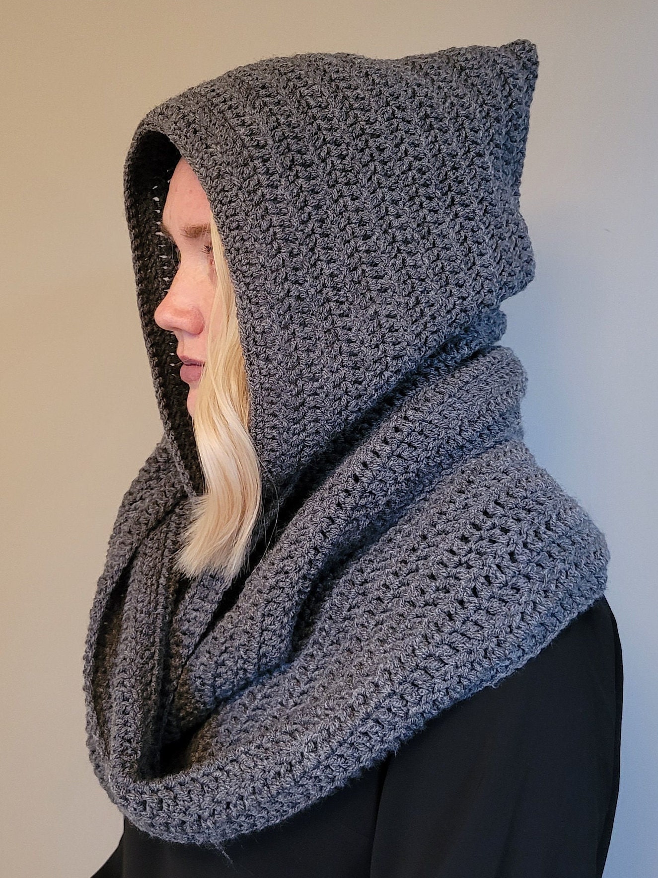 CROCHET PATTERN Witchy Hooded Infinity Scarf oversized Pointed Hood - Etsy