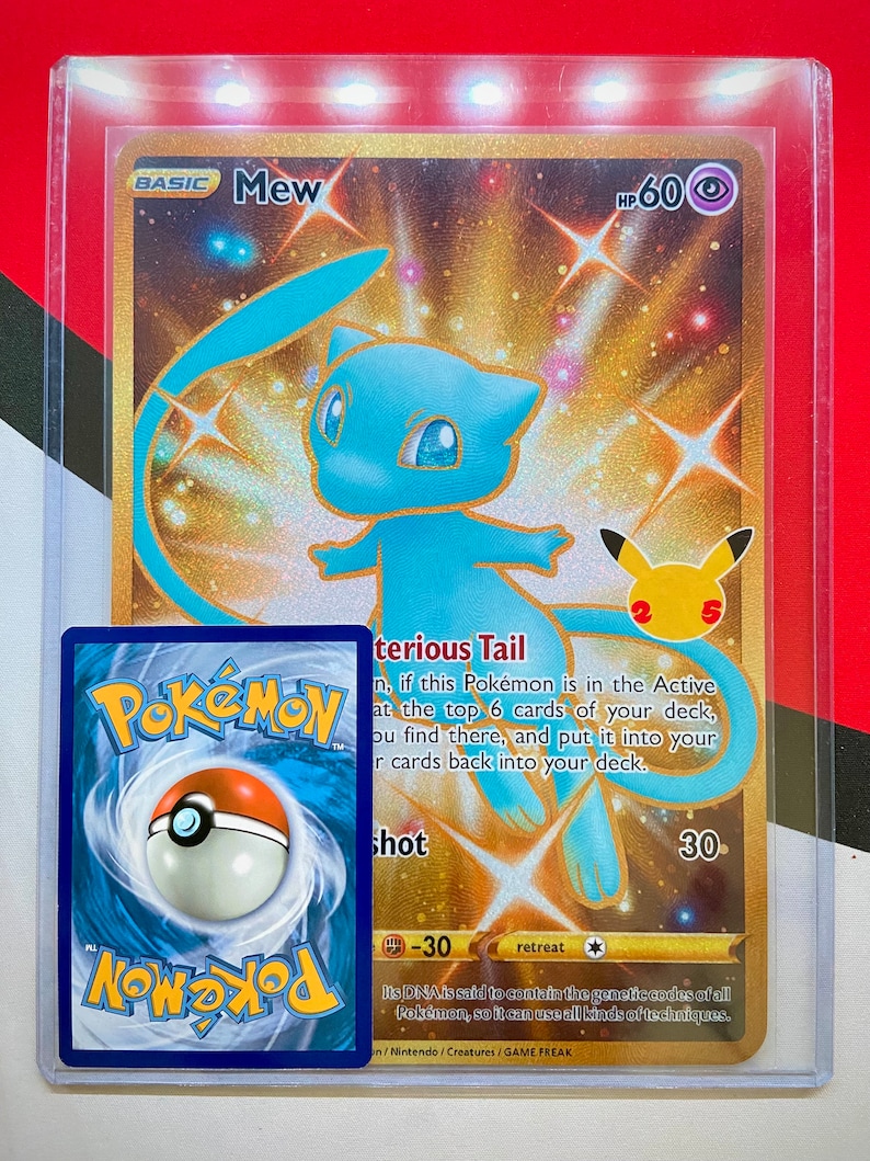 Custom Jumbo Shiny Mew Secret Rare Gold Glitter Holo 025/025 ...