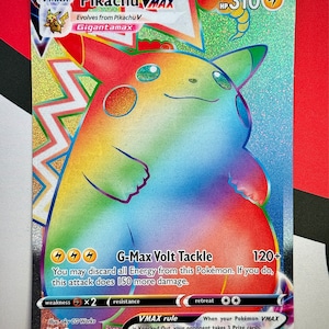 Custom Jumbo Rainbow Secret Rare Pikachu VMAX Glitter Holo - Etsy