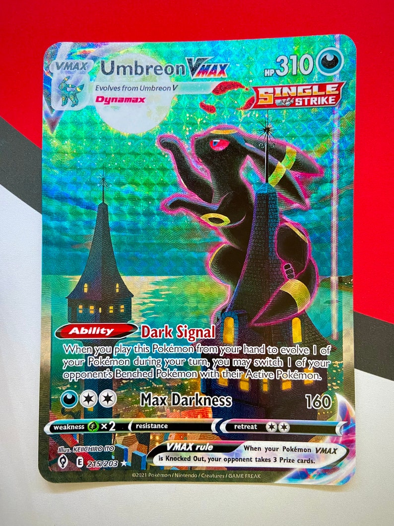 Custom Jumbo Umbreon VMAX Alt Art Diamond Holo 215/203 Evolving Skies ...